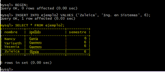 Blog: Ejercicio #2 Comandos ROLLBACK y COMMIT