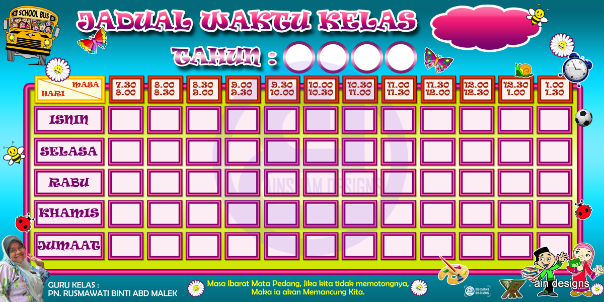 Program buat jadual waktu kelas - jeswelove