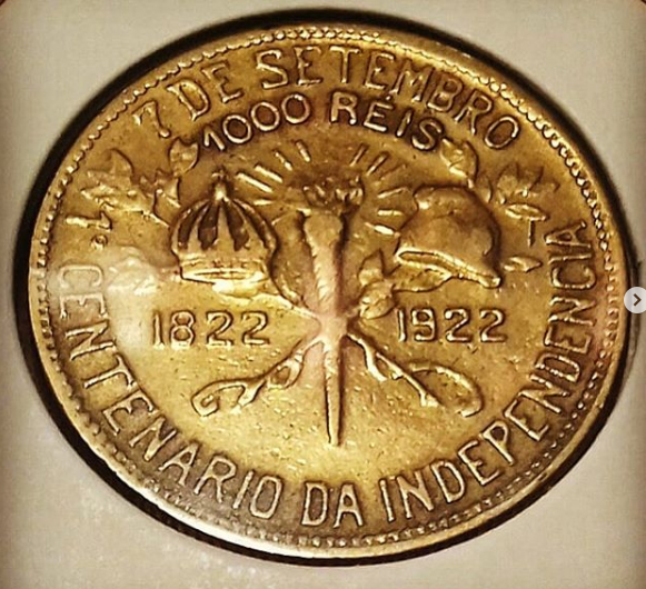 Independencia de Brasil - Moneda conmemorativa de 1000 Reis - Billetes ...