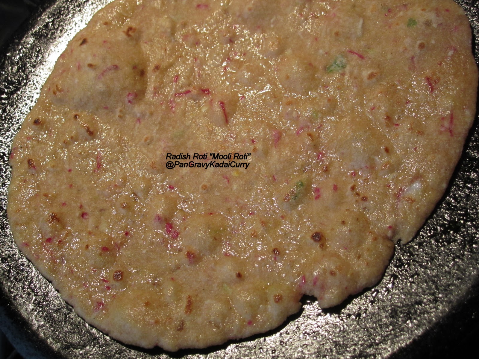Pan Gravy Kadai Curry: Cherry-Belle Radish Roti "Mooli Roti"