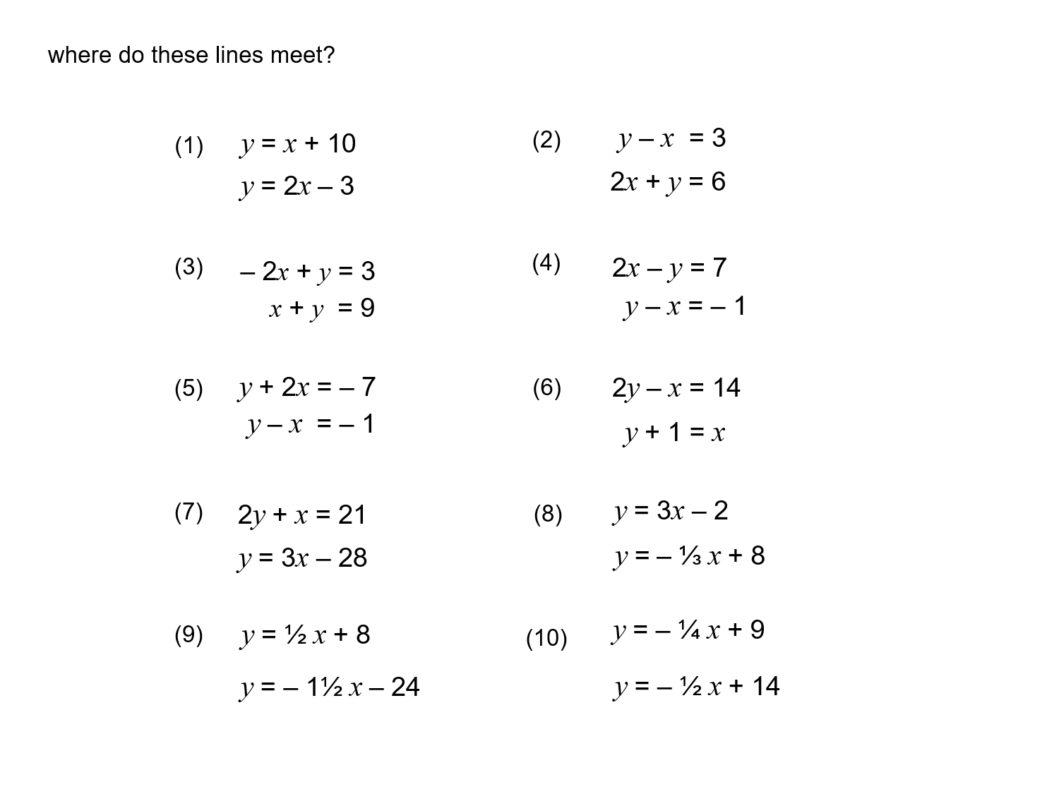 MEDIAN Don Steward mathematics teaching: simultaneous equations and graphs