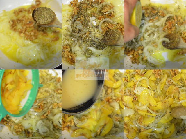 NIDOS DE PASTA CON MELOCOTÓN Y SALSA DE NUECES - Mil ideas, mil proyectos
