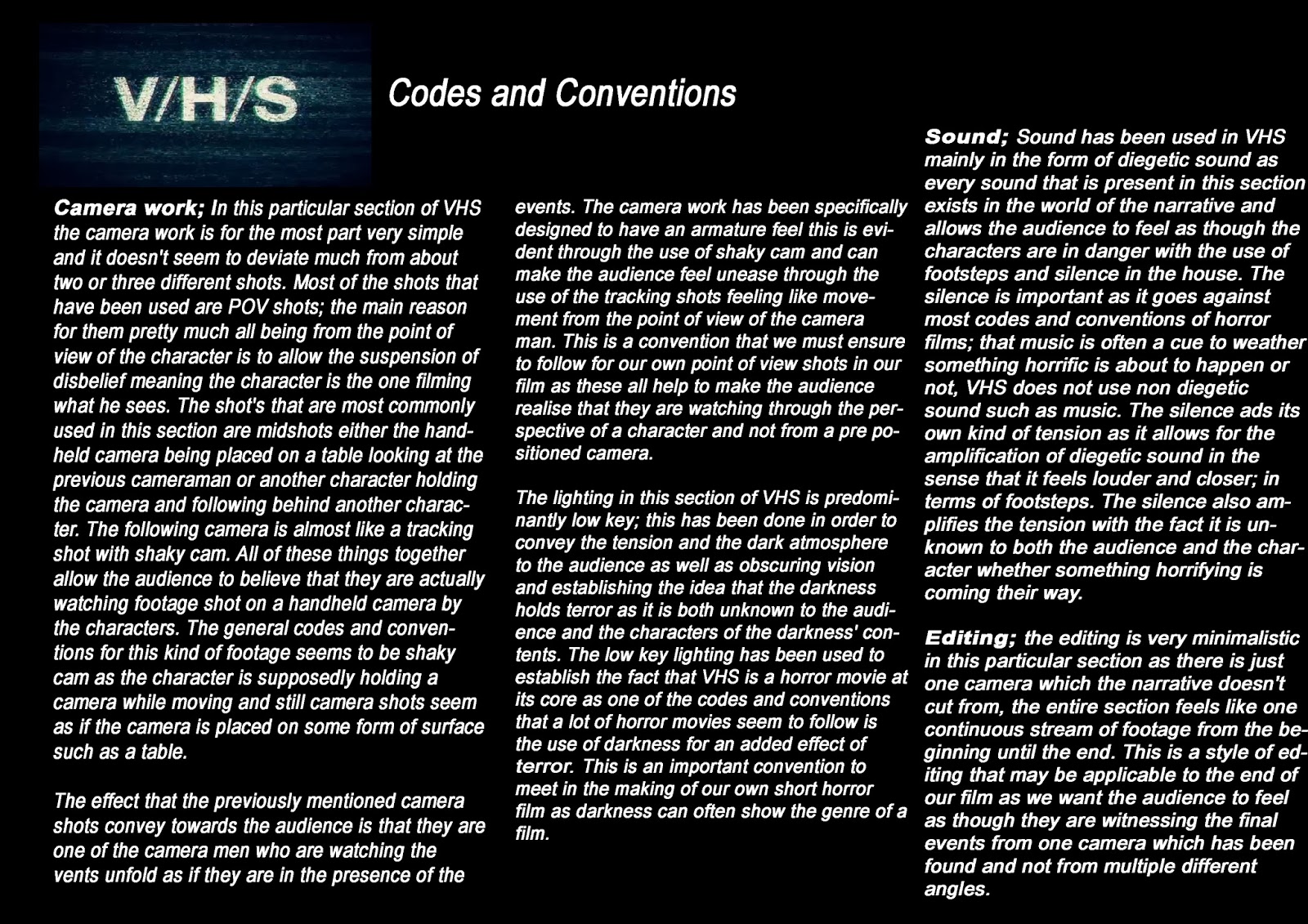 Harry Mitchard 6160- Media Studies Film A2: VHS Codes and Conventions