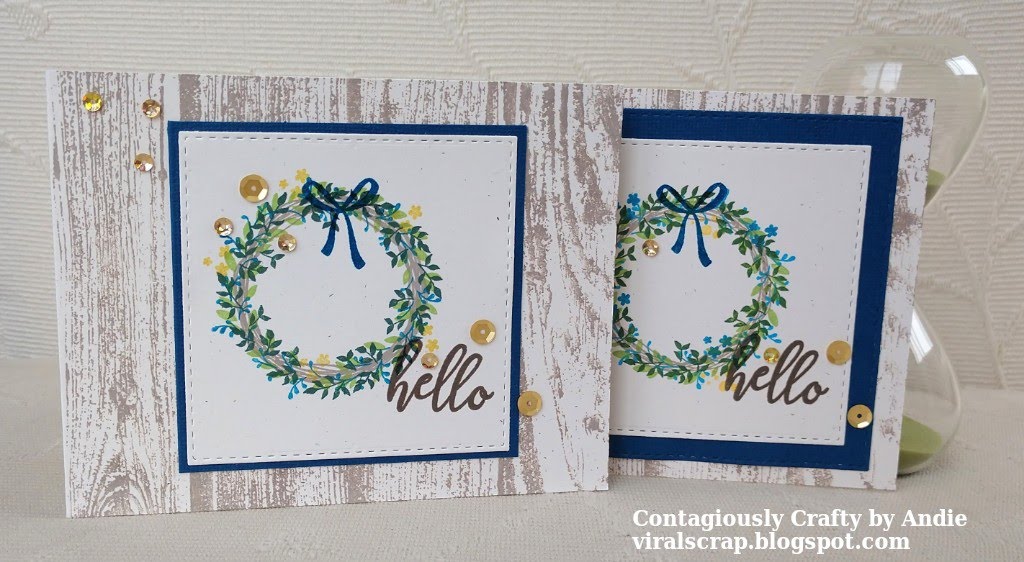Contagiously Crafty: Hello Cards using WPlus9 Welcome Wreath Stamp set