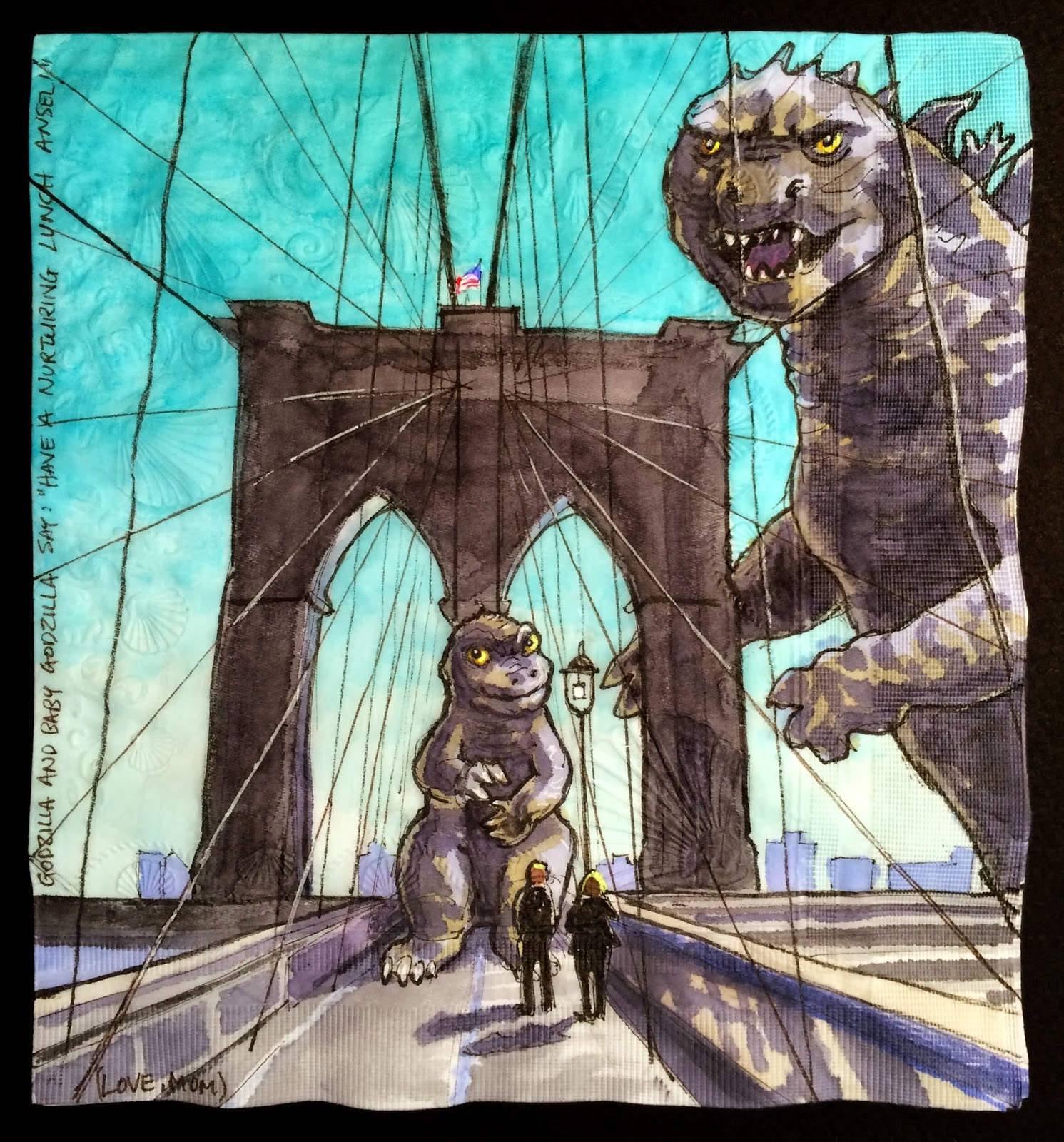 Daily Napkins: Baby Godzilla Blocks the Brooklyn Bridge's Pedestrian ...