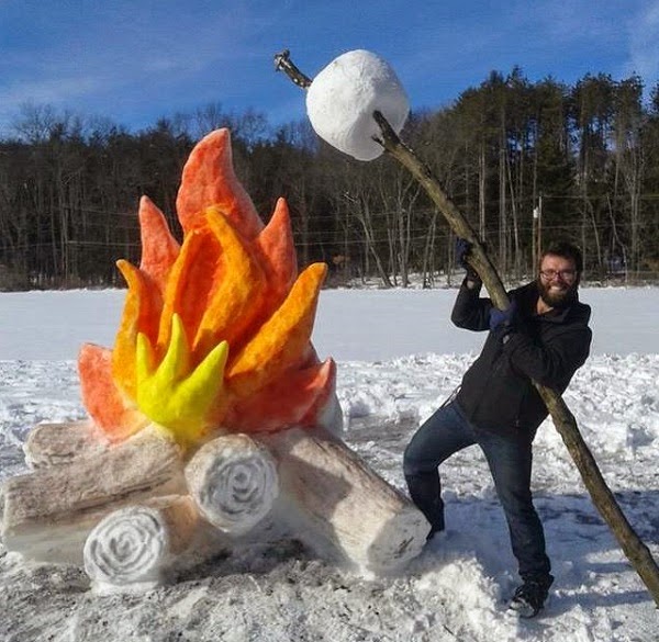 These Artists Made A Roaring Campfire Out Of Freshly Fallen Snow - Snow ...