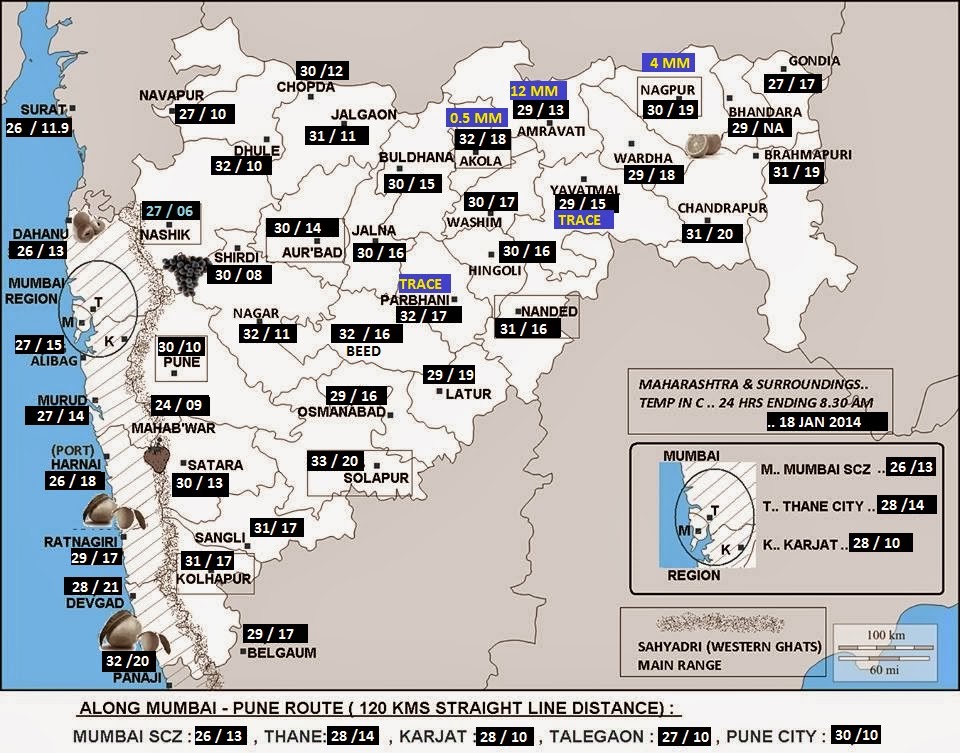 Vagaries of the Weather ©: MAHARASHTRA TEMP ( 18 JAN 2013) .. COASTAL ...