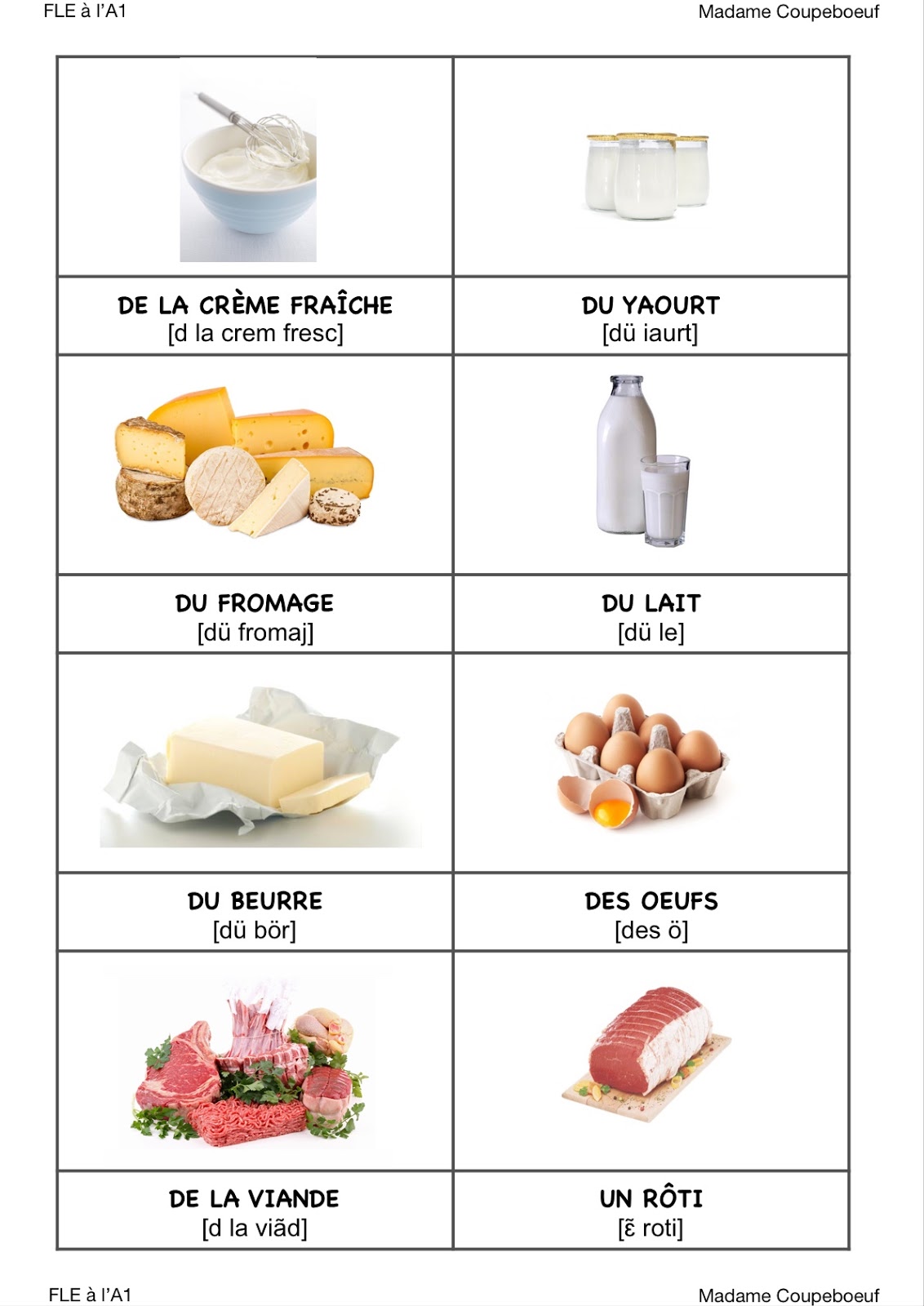 FLE À L'A1: Les quantités