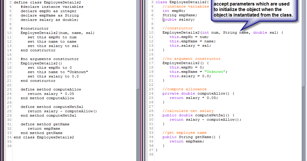 Orange Coast Database Associates Java Constructor