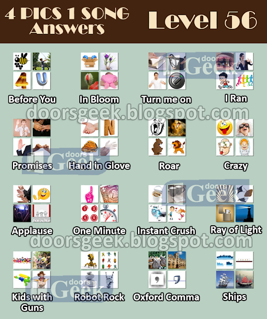 4 Pics 1 Song - Level 56 Answers ~ Doors Geek