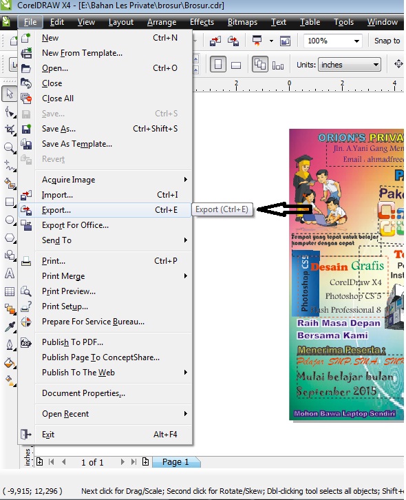 TUTORIAL ILMU KOMPUTER: Cara Menge-Save Hasil Editan di CorelDraw