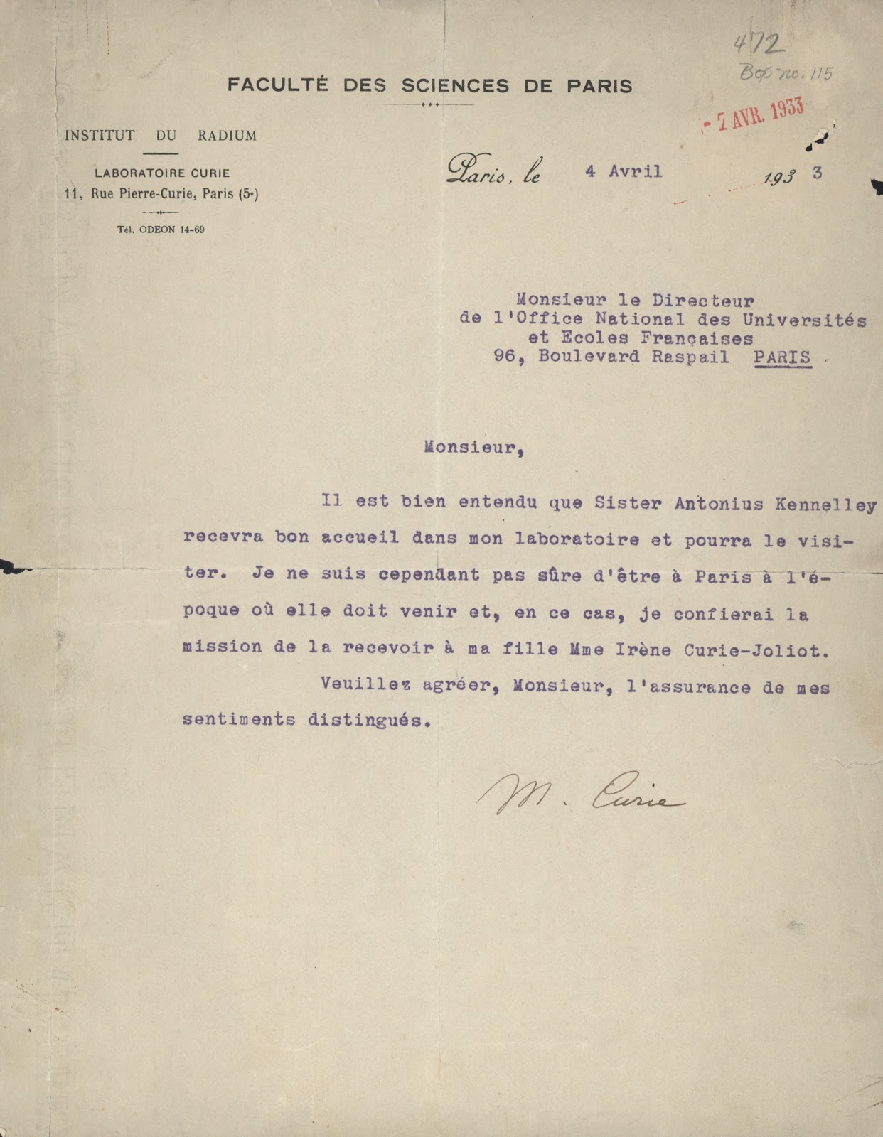 Check It Out: Found In the Archives: Marie Curie Letter