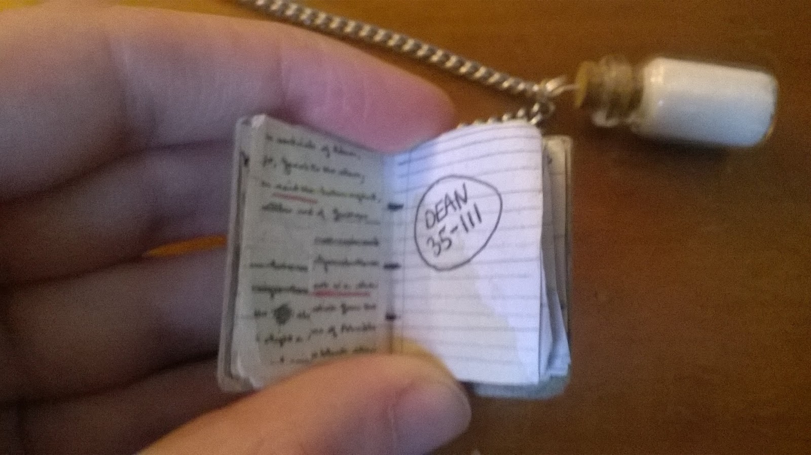The Knitting Student: DIY Supernatural Winchester Journal Necklace