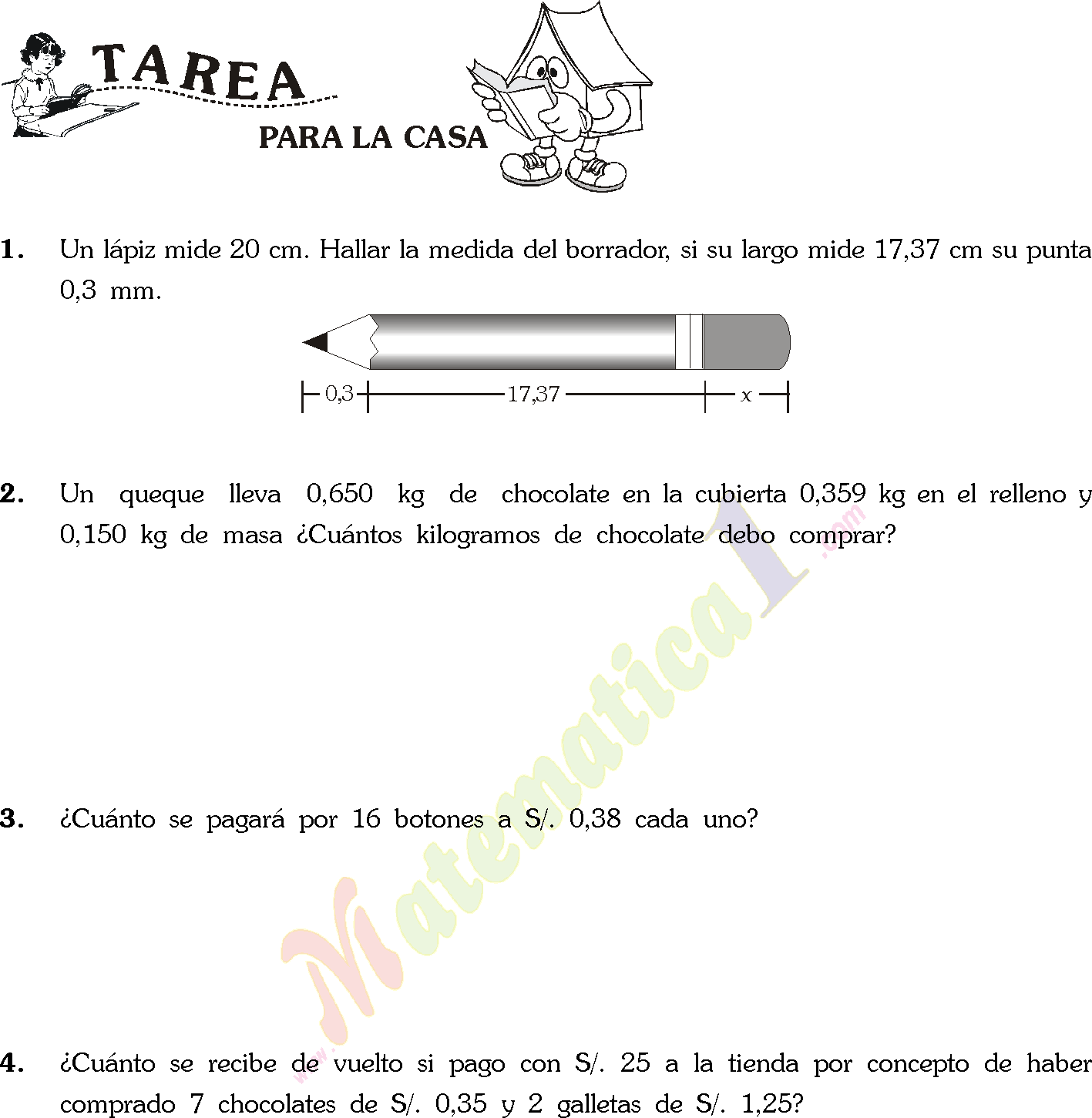PROBLEMAS CON DECIMALES EN RAZONAMIENTO MATEMATICO DE SEXTO DE PRIMARIA ...