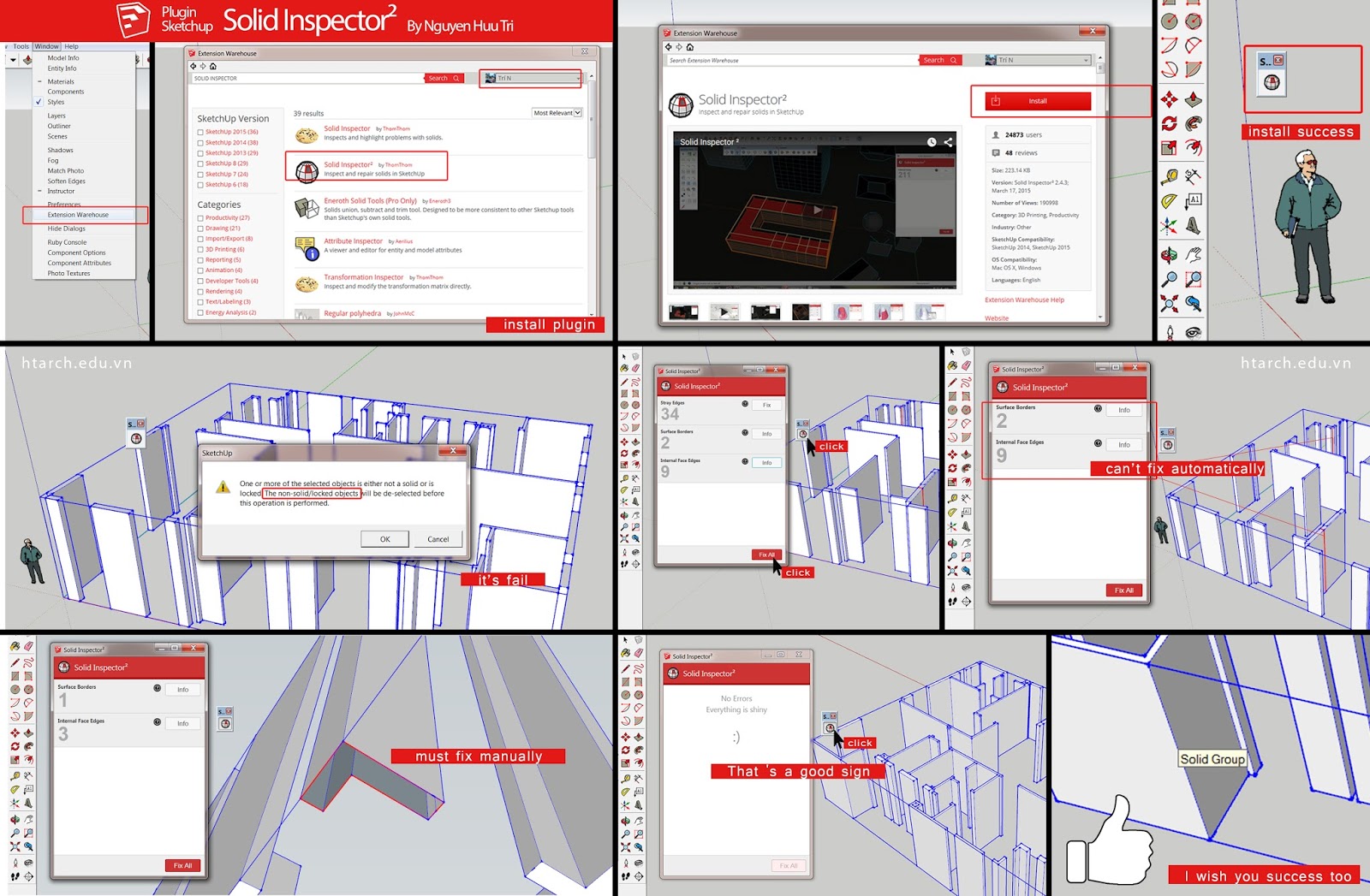 Hướng dẫn Solid Inspector 2 - Plugin Sketchup sửa lỗi "non-solid"