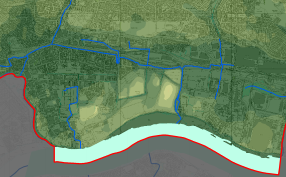 Barking Riverside: Topographic map Barking and Dagenham