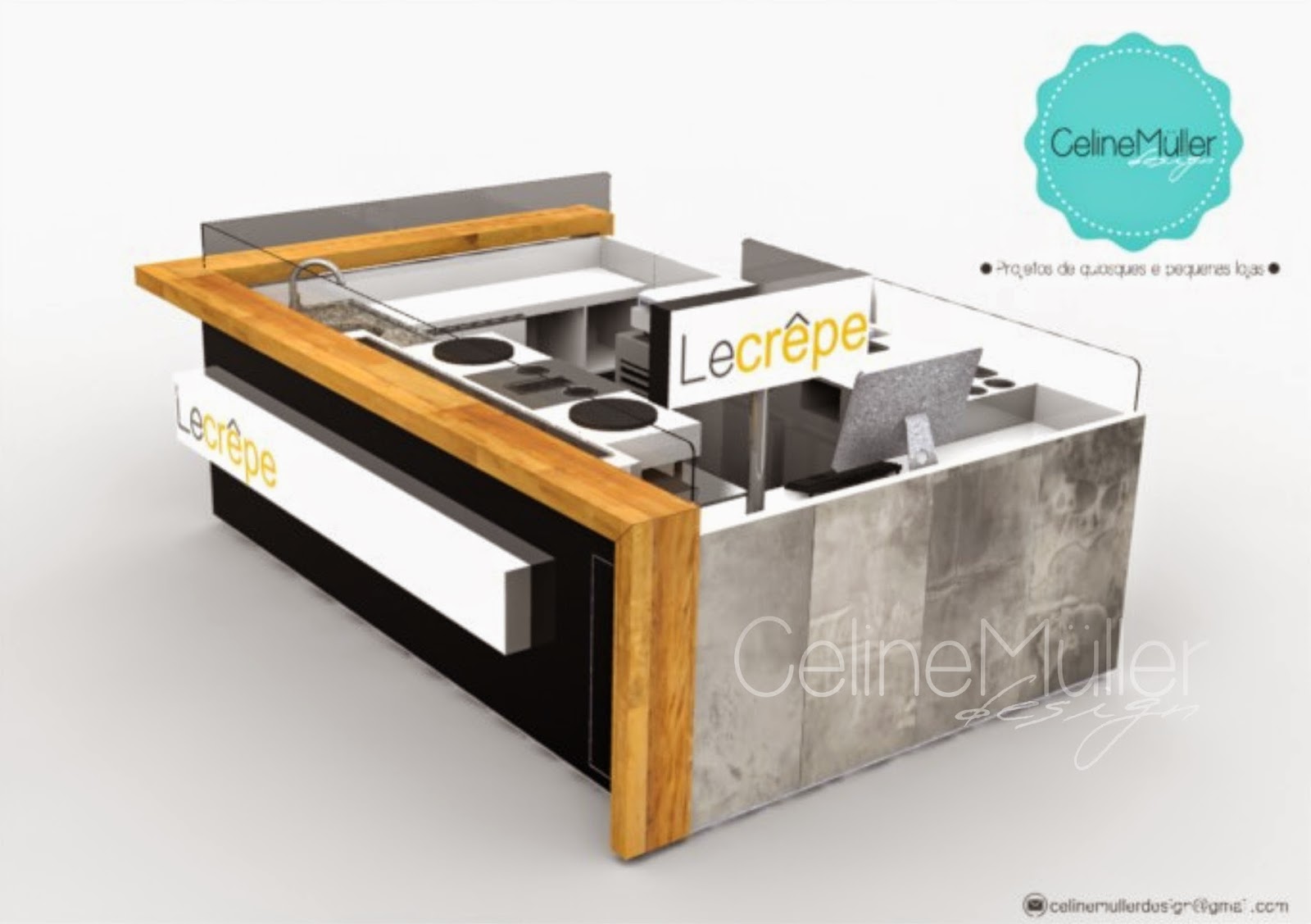 Celine Muller Design: Projeto de Quiosque Crepe Shopping