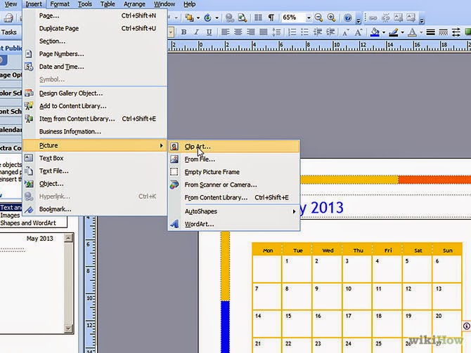convenio censa cena: como hacer un calendario en Publisher