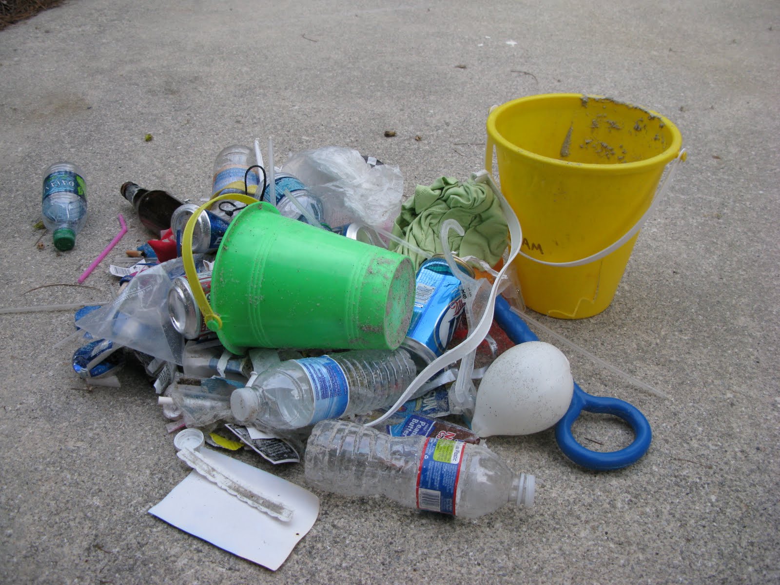Wrightsville Beach---Keep It Clean: Balloons in Surf and Birds in Trash