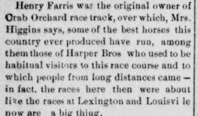 Kentucky Genealogy: HENRY W. FARRIS AND THE SPRING HILL RACE COURSE