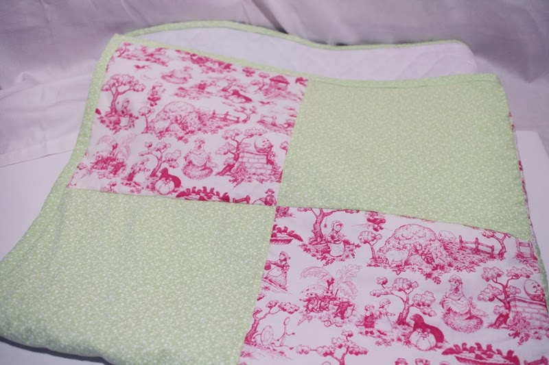 Sweet Inspired Home: Pink toile nursery rhyme baby quilt