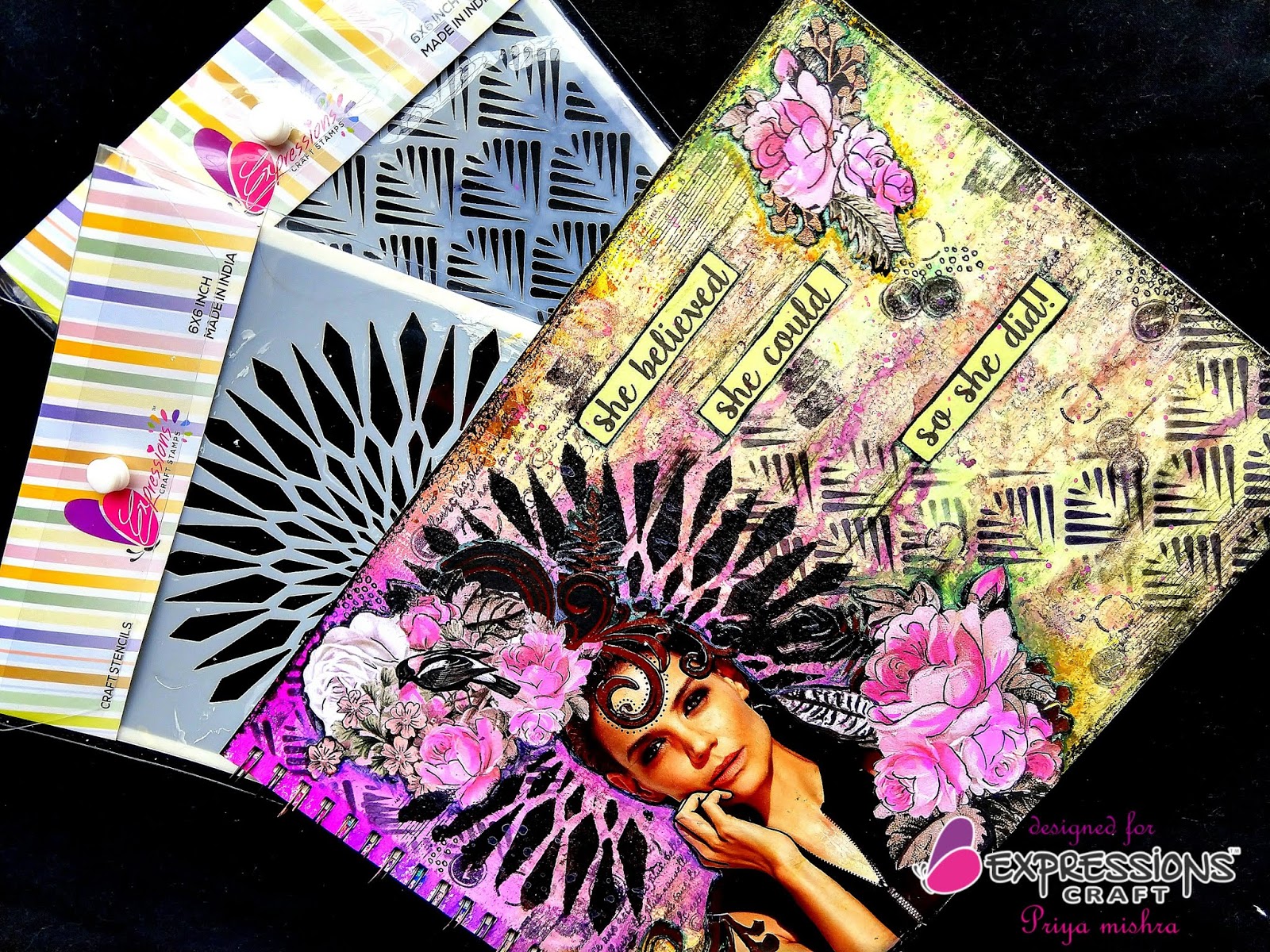 Expressions Craft: Art Journal Using Expressions Craft Stencils