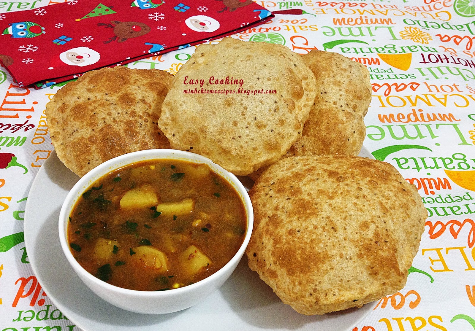 Easy Cooking: Aloo Puri (Potato Curry with Fried Puffed Bread)