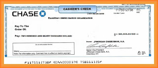 FROM CHASE BANK REGARDING YOUR CASHIER'S CHECK