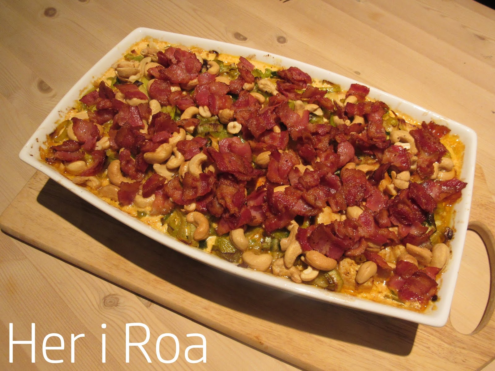 Her i Roa: Kyllingform med chili, bacon og cashew
