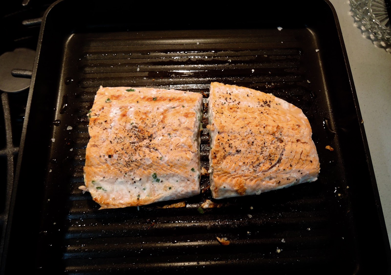 The Briny Lemon: Yogurt-Marinated Grilled Salmon over Herbed Rice