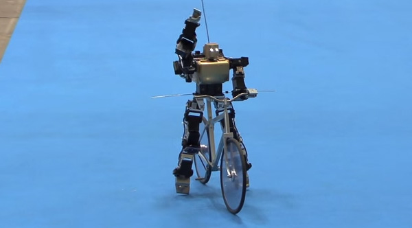 Amazing Bike Riding Robot! Can Cycle, Balance, Steer, and Correct Itself