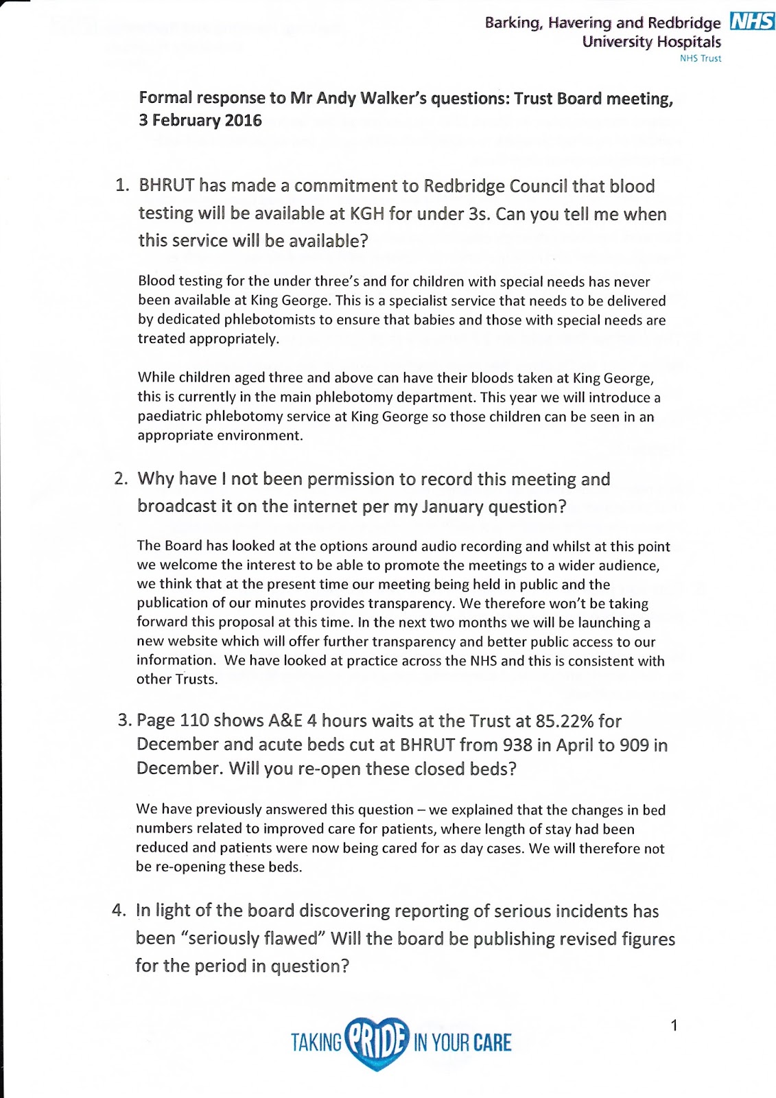 Save King George Hospital: March 2016