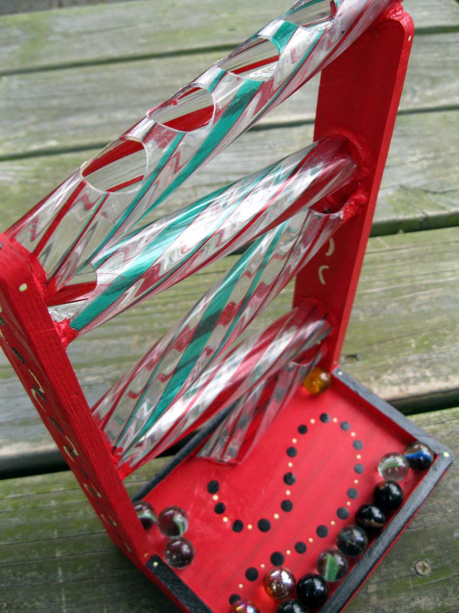 manspace folk art: Mini Red Marble Roller, Wooden Toy