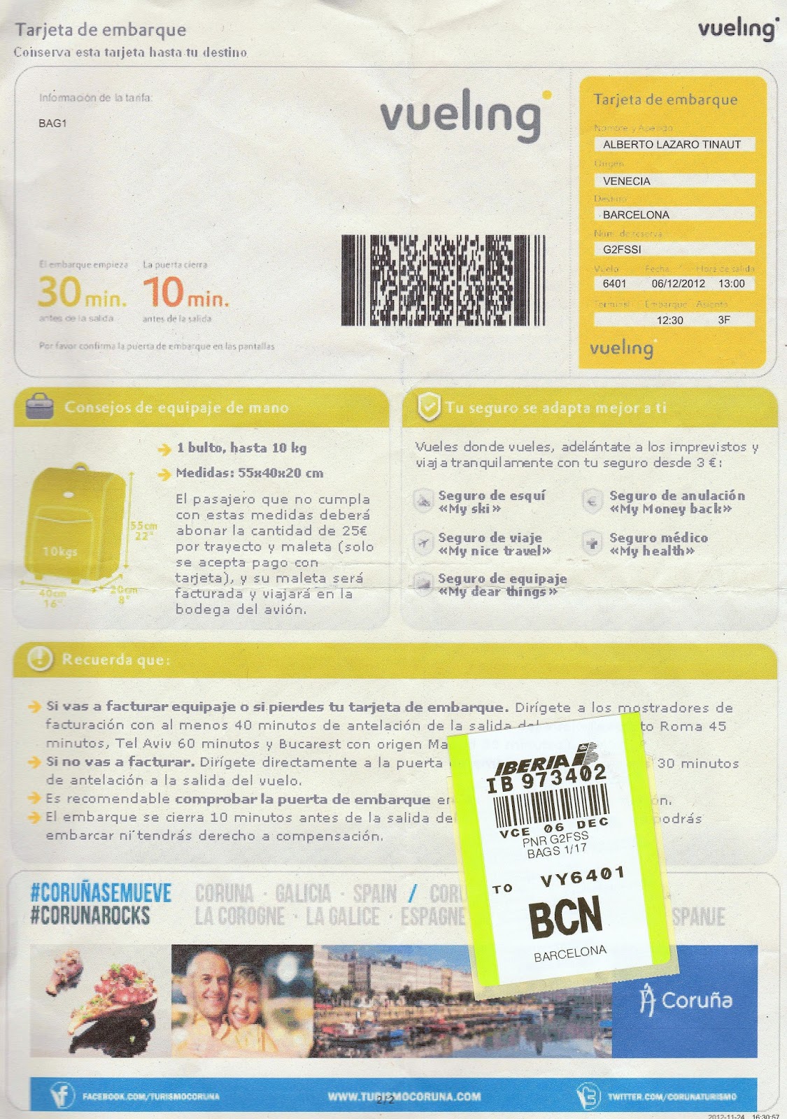 The traveler's drawer: VUELING. Tarjeta de embarque electrónica para el ...