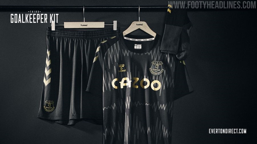 Hummel Everton 20-21 Third Kit + Stunning Black / Gold Goalkeeper Kit ...