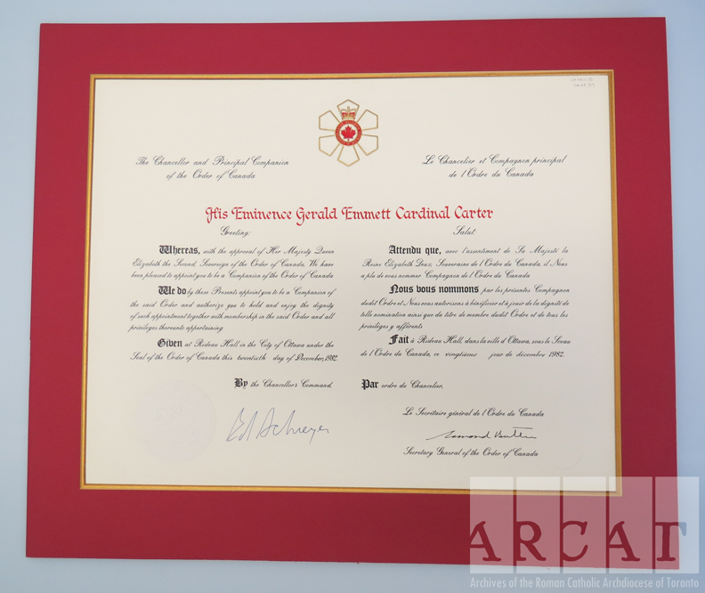 The Archivist's Pencil: Merit of the Highest Degree: Cardinal Carter ...