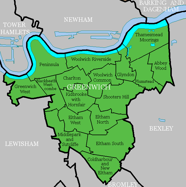 Greenwich Map Region Political | Map of London Political Regional