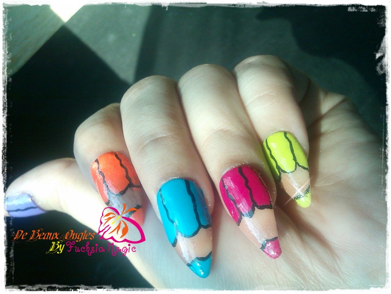 Color Pencil ManicureTutorial - Fuchsia Magic
