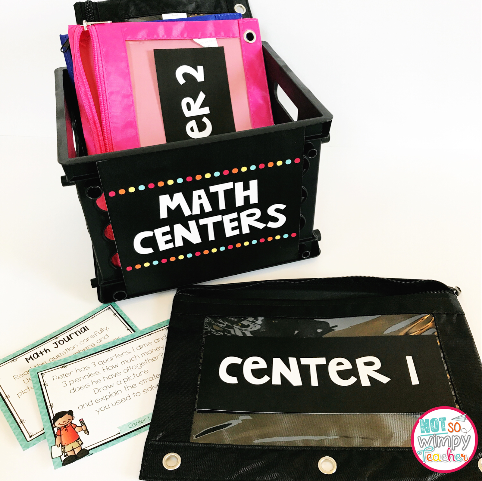 Organizing Math Centers {Free Labels} - Not So Wimpy Teacher