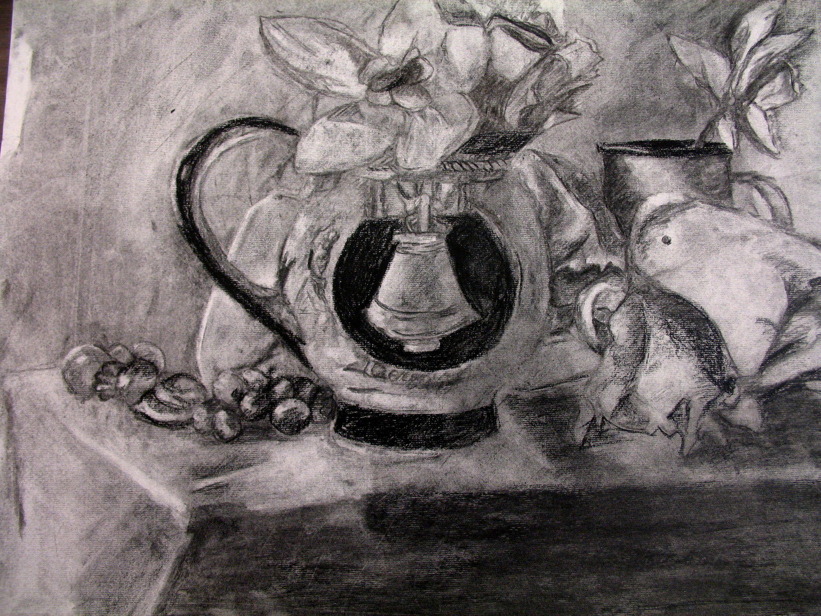 Lane Tech Art Studio : Charcoal Drawings of Still Life Objects