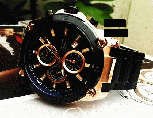 Jual Jam Tangan Online: Alexandre Christie 6223 (Hitam Emas) Terbaru
