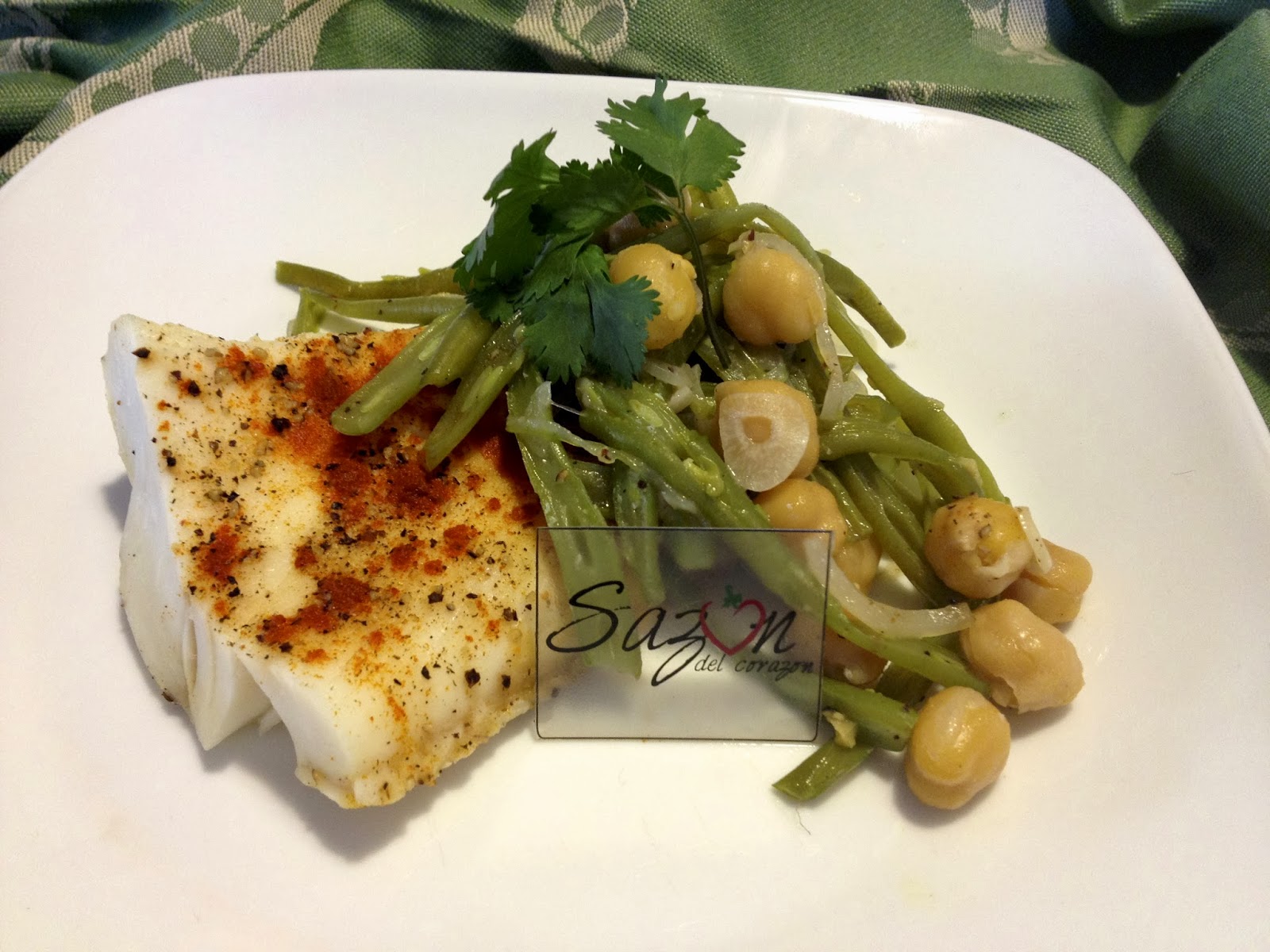 Sazón del corazón: Pescado con ejotes y garbanzos