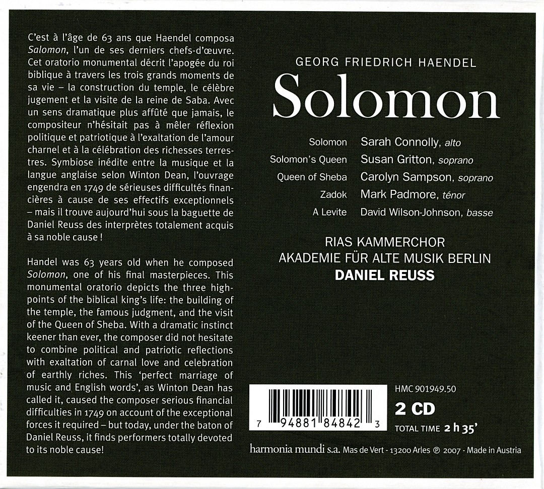 makdelart - classique: Handel - Solomon (Daniel Reuss) [2CDs]