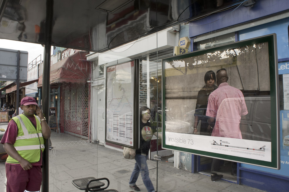 In Transit: Installation photos of Invisible exhibition on bus shelters