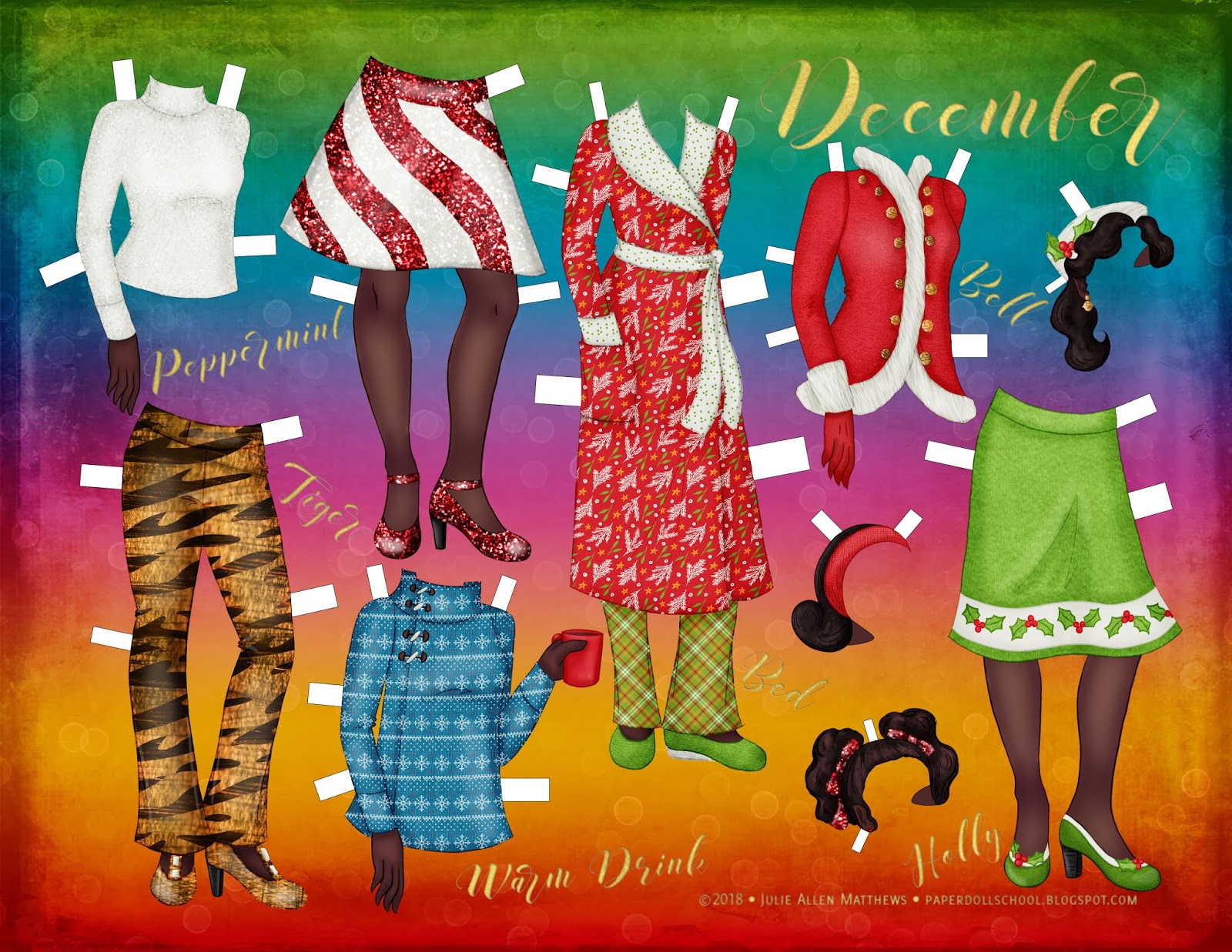 Paper Doll School: December Paper Doll - Set 1
