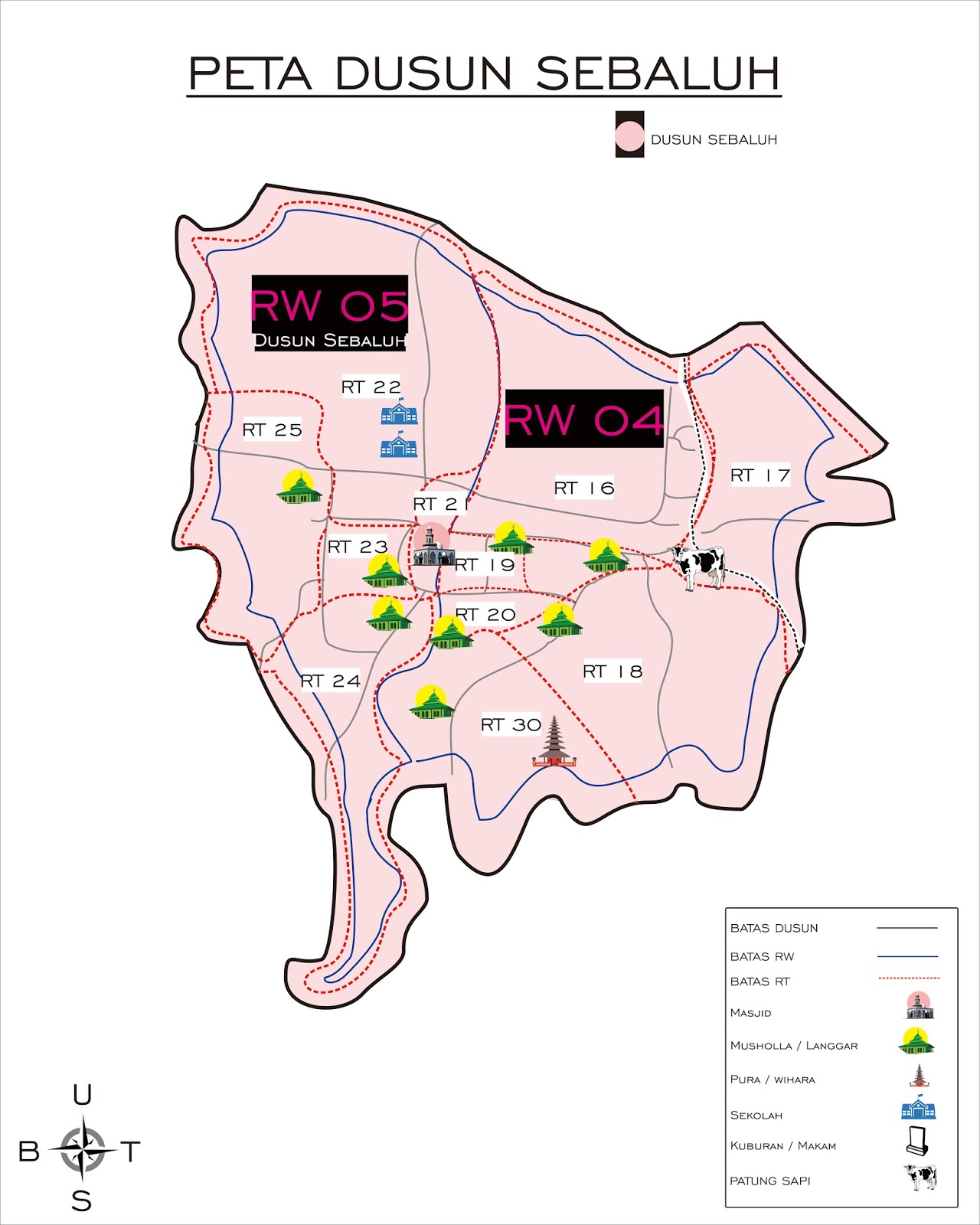 PETA DUSUN SEBALUH - Wisata Desa Pandesari