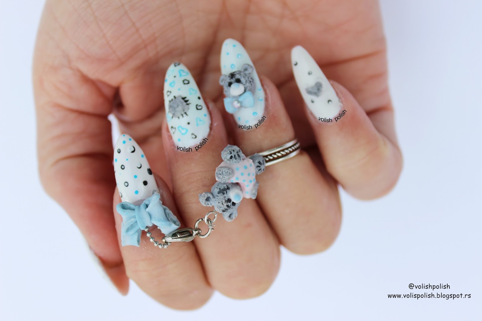 VOLISH POLISH: 3D i 4D nail art: Tatty Teddy Me to You medvedić od akrila