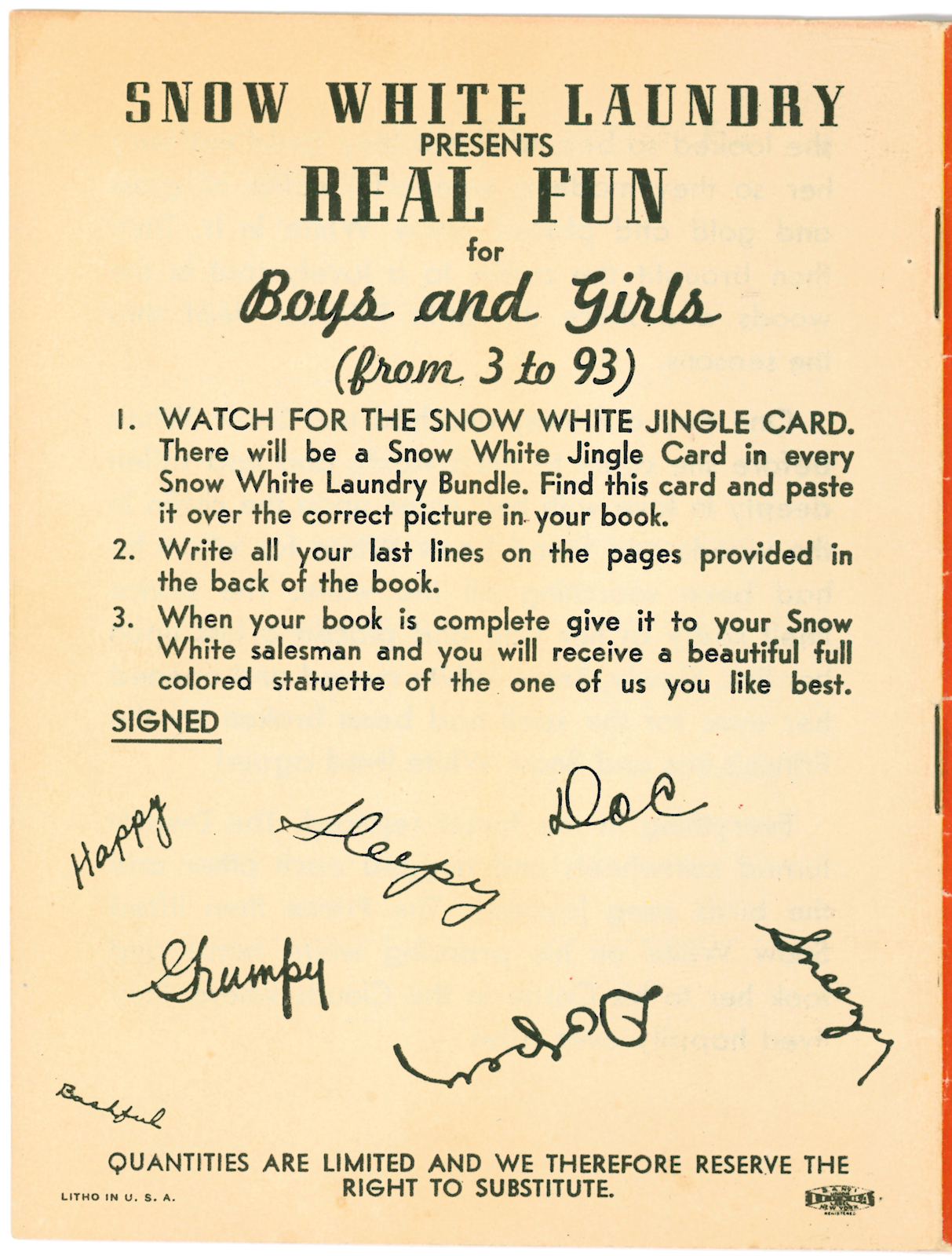 Filmic Light - Snow White Archive: 1938 "Snow White Laundry" Jingle ...