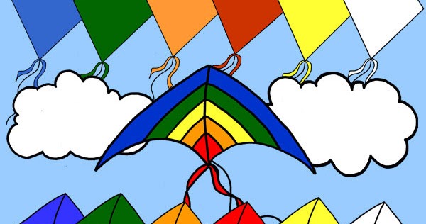 Free kites and clouds clip art for commercial use