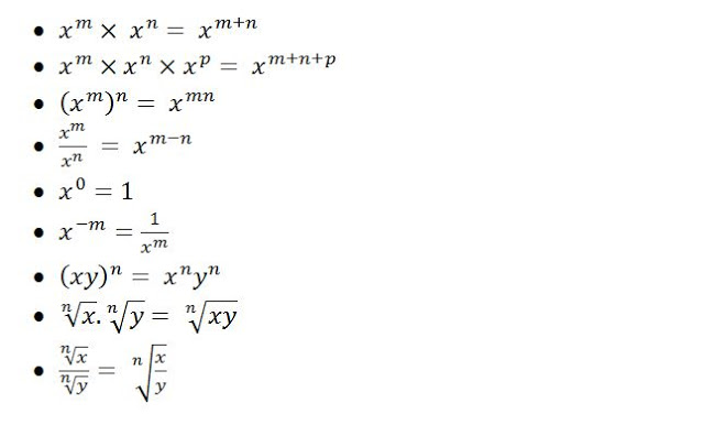 घातंक एवं करणी के महम्वपूर्ण सूत्र - Important Formulas of Surds and ...